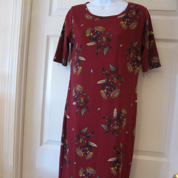 LuLaRoe | Dresses | 25 Lularoe Julia Dress Medium New Nwot45 Deep Red ...
